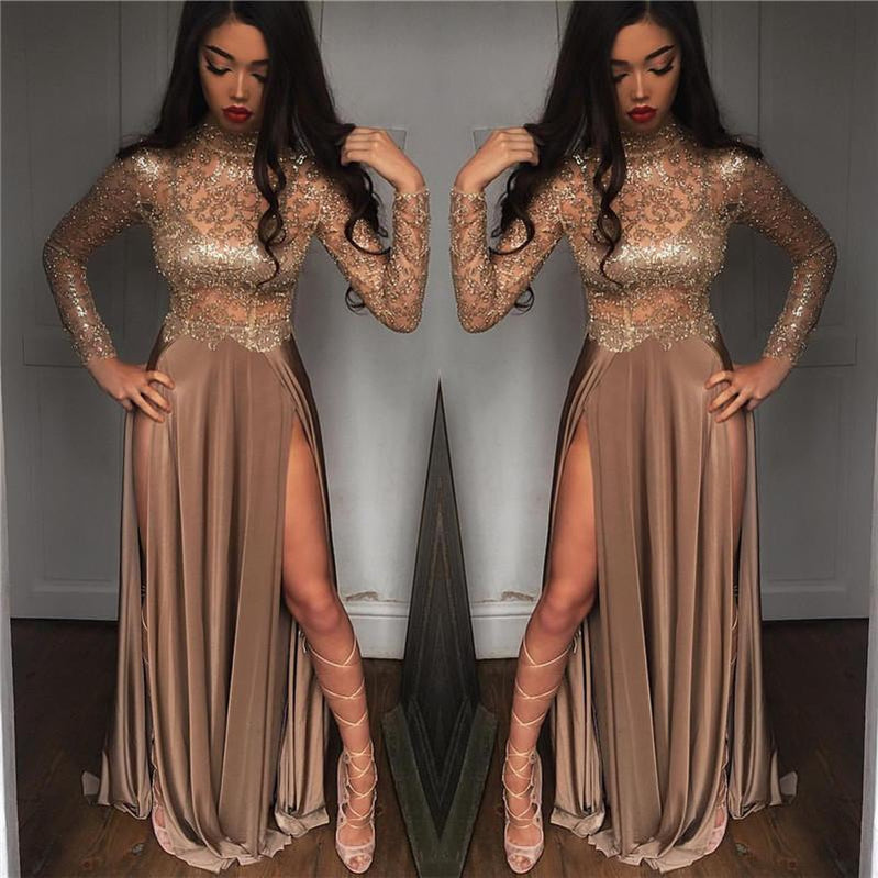 Elegant Champagne Prom Dresses | Stunning Long Formal Gowns-Bridelily ...