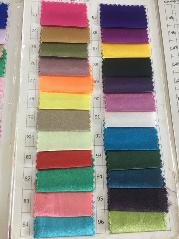 Silk Like Stretch Satin Swatch with 128 Colors-Bridelily