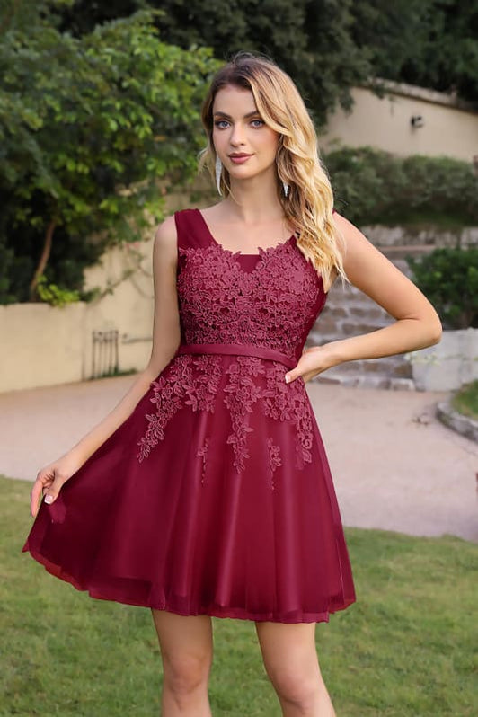 Burgundy Short Formal Gown Overnight Shipping Prom Dresses - Bridelily