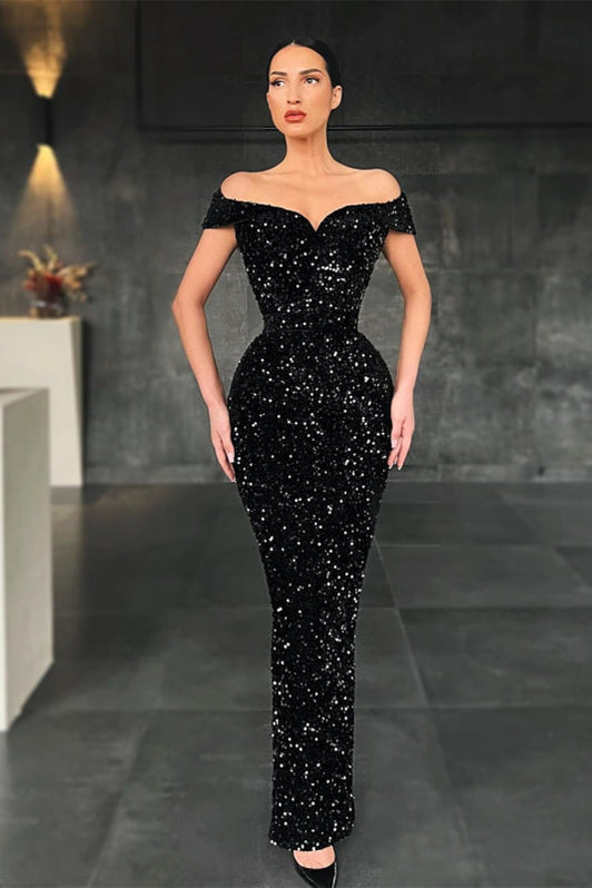 Midnight Glam Off-the-Shoulder Mermaid Prom Gown — Bridelily