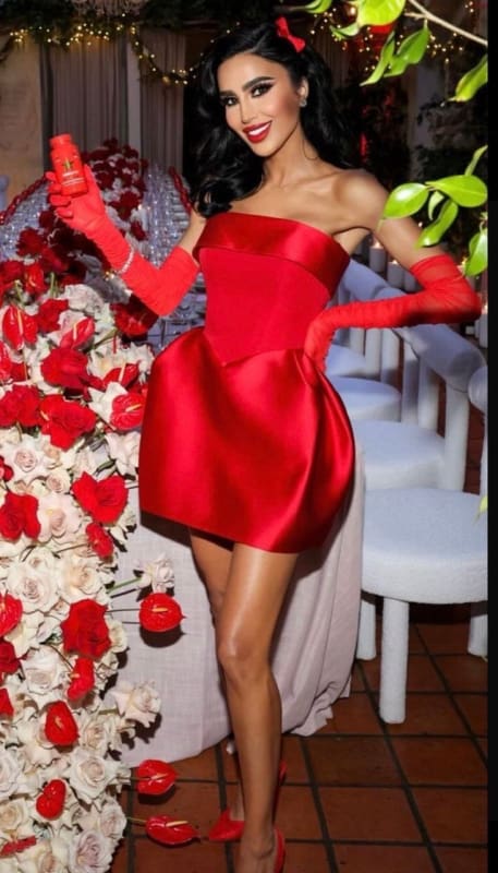 Red Short Mini Prom Dress with Gloves — Bridelily