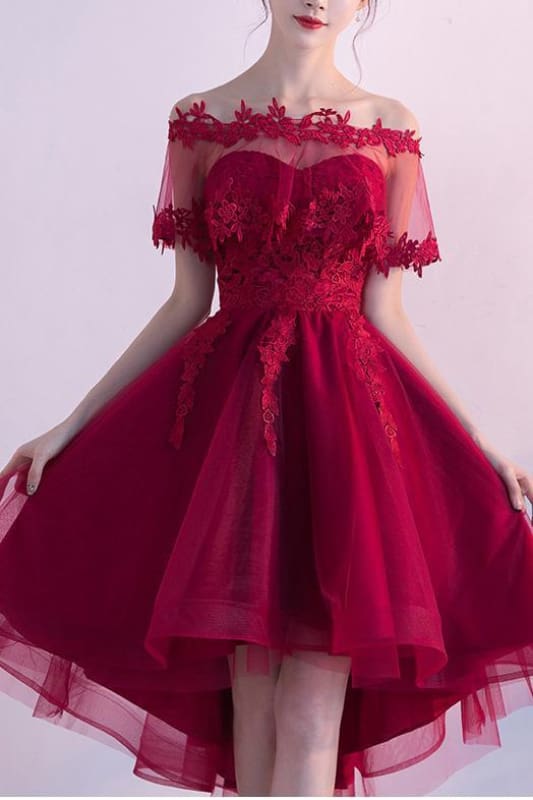 Burgundy Cute Short Formal Dresses For Juniors Cheap - Bridelily