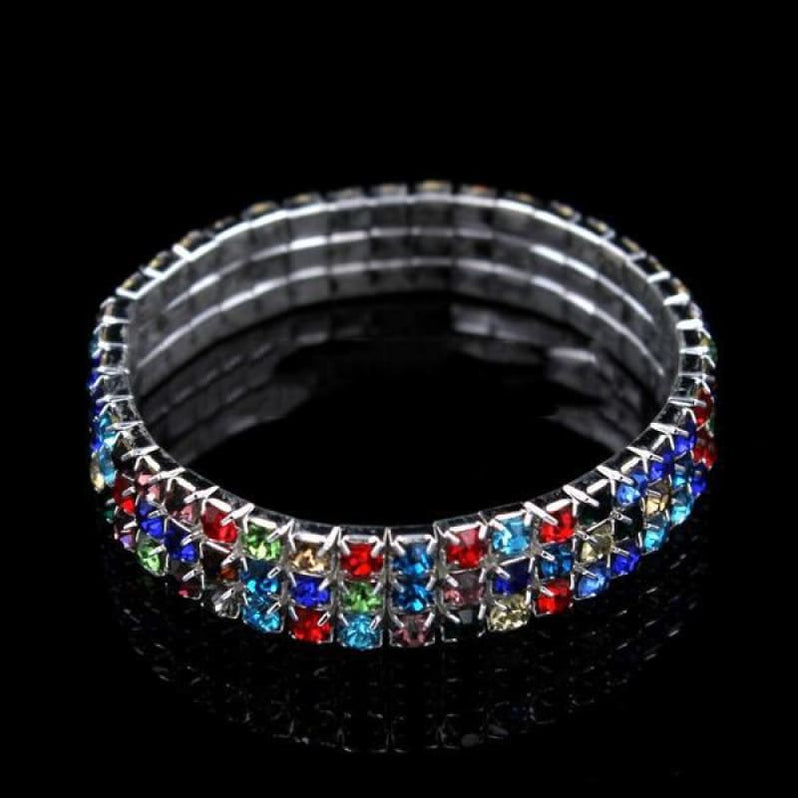 Classic 3 Row Rhinestones Colorful Bridal Jewelry Sets | Bridelily