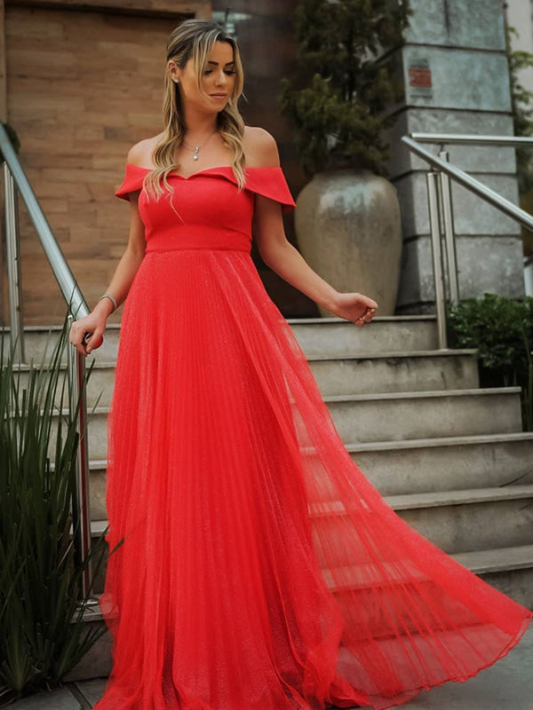 Elegant Off the Shoulder Red Long Promes, Long Off Shoulder Red Formal ...