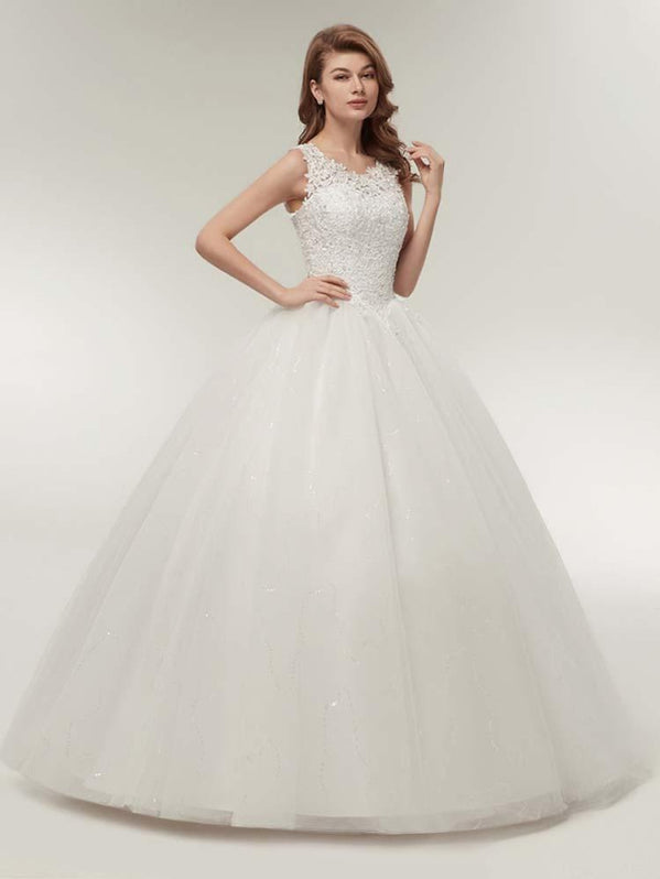 Glamorous Lace Up Ball Gown Wedding Dress 2020 - Bridelily