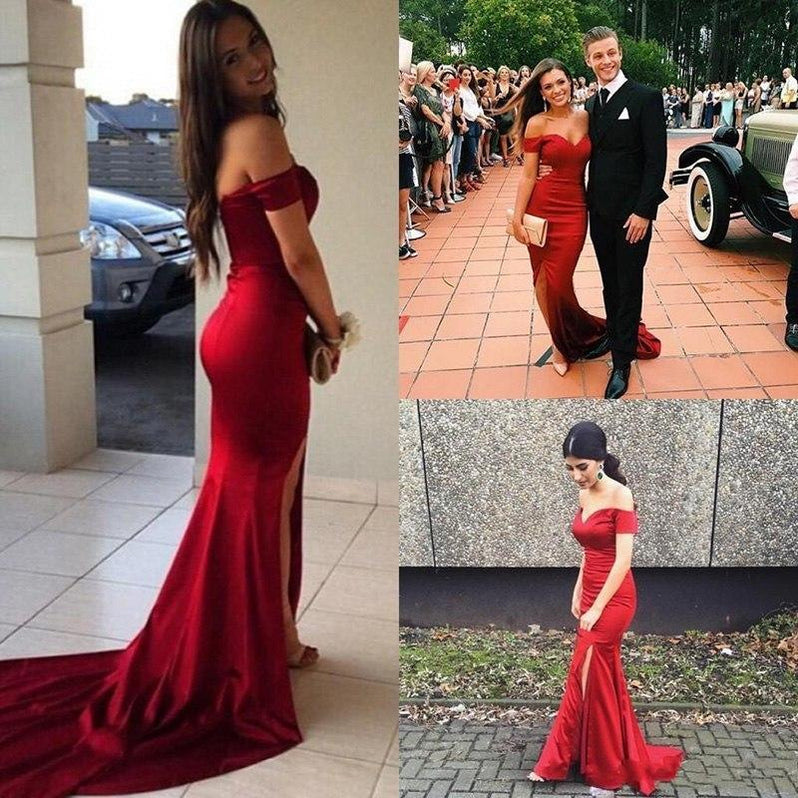 Elegant Precious Long Red Mermaid Prom Dresses 2021 - Bridelily