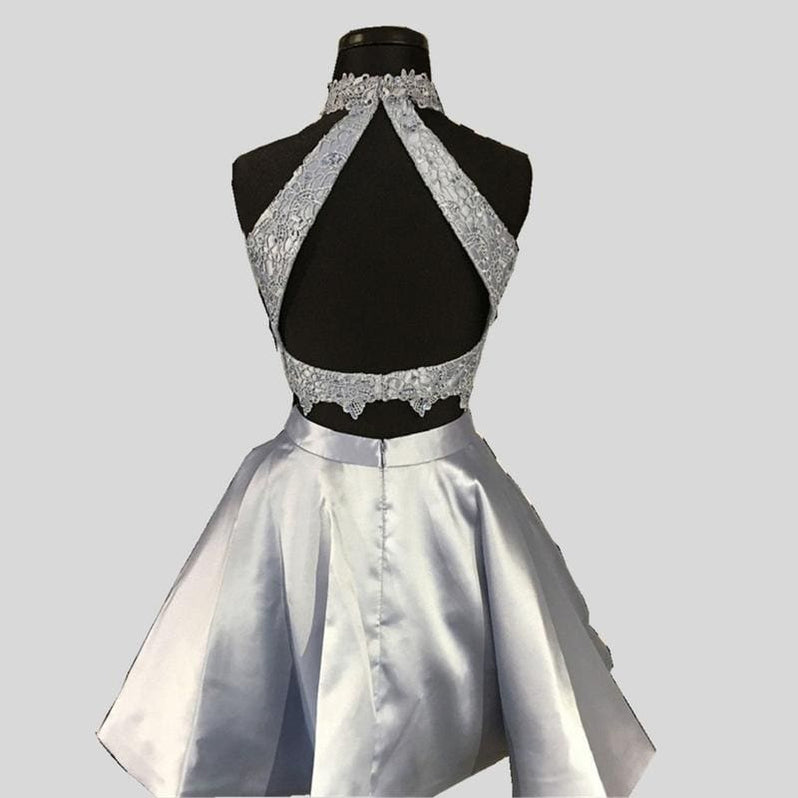 Princess Halter Two Piece Short Red Prom Dresses 2021 - Bridelily