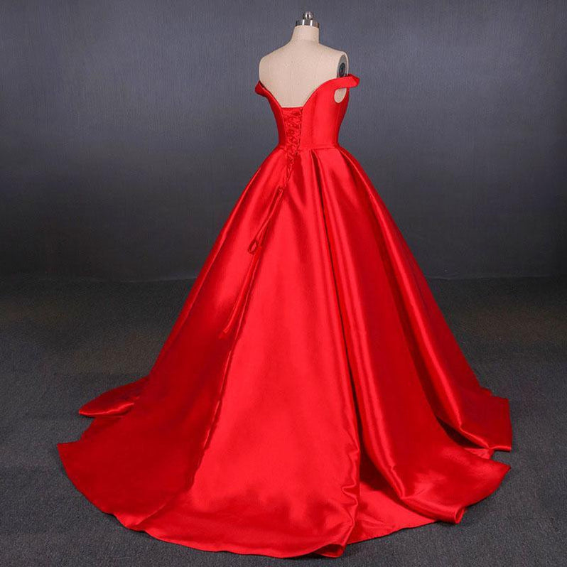 Puffy Off the Cheap Long Red Prom Dresses Under 100 - Bridelily