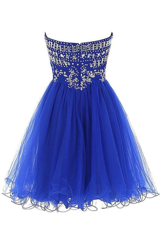 Royal Blue Tulle Short Black Formal Dresses Plus Size - Bridelily