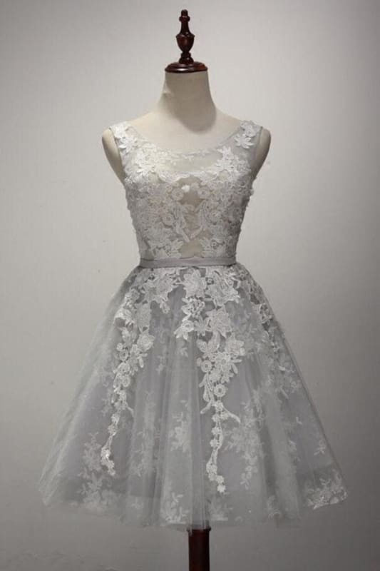 Silver Grey Cute Short Formal Dresses For Juniors Cheap - Bridelily
