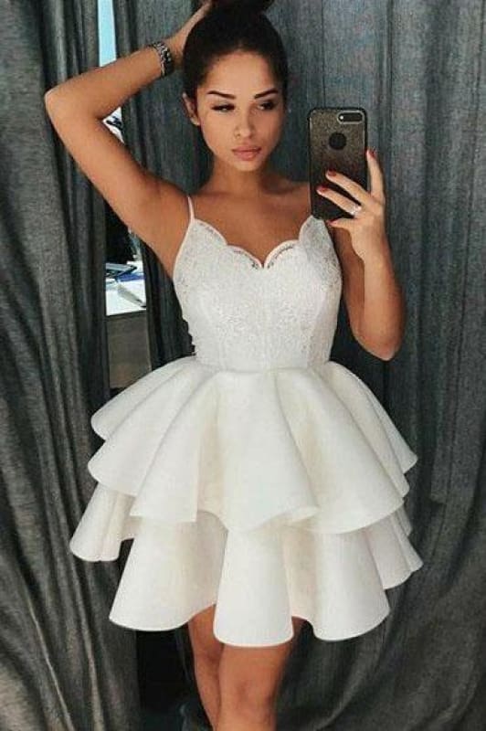 Simple Spaghetti Straps Petite Short Formal Dresses 2021 - Bridelily