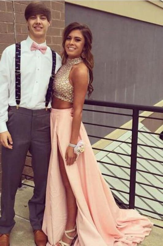 Pieces Pink Short Red Two Piece Prom Dress - Bridelily